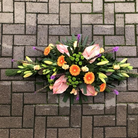 Peach & Orange Casket Spray