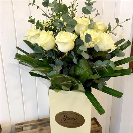 Dozen Long Stemmed White Roses